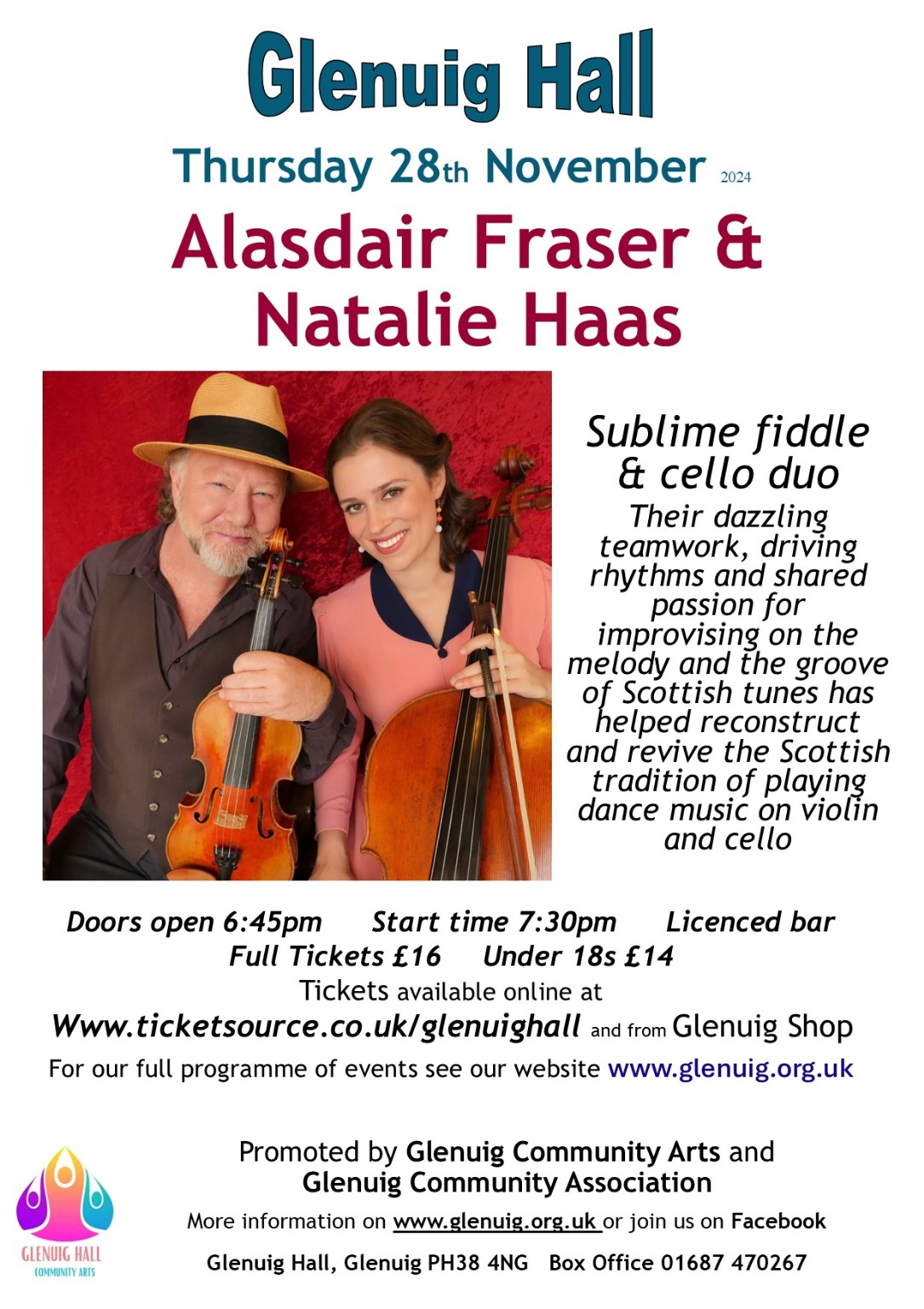 Alasdair Fraser and Natalie Haas Fiddle and Cello Duo | West Highland ...